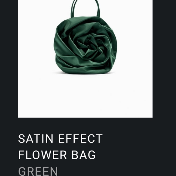 Zara | Bags | Satin Effect Flower Bag Green Zara | Poshmark